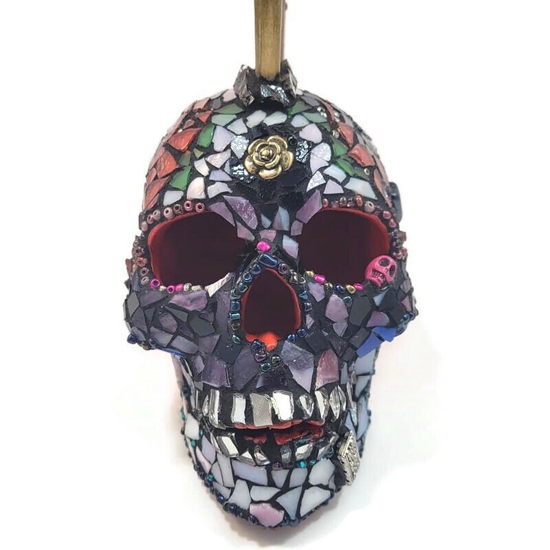 3D Mosaic Punk Rocker Skull With Gun Shell Casing Mohawk - Etsy