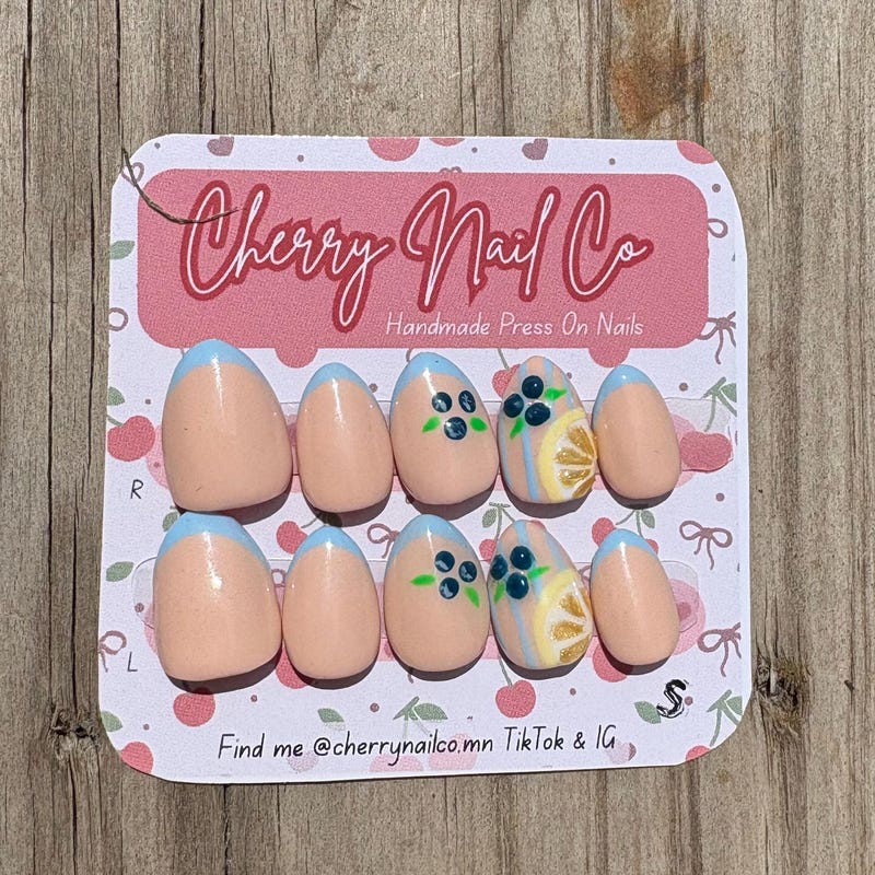 Blueberry Lemon Nails - Etsy