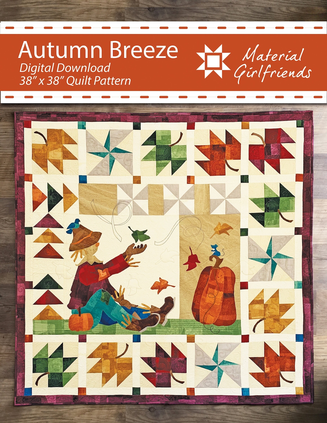 Digital Download Autumn Breeze Quilt Pattern, Appliqué and Pieced ...