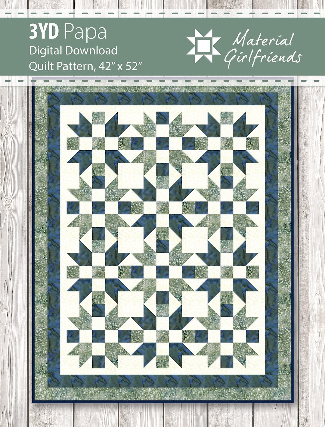 Digital Download 3YD Papa, Easy Throw Size Quilt, Fast, Fun, Three Yard ...