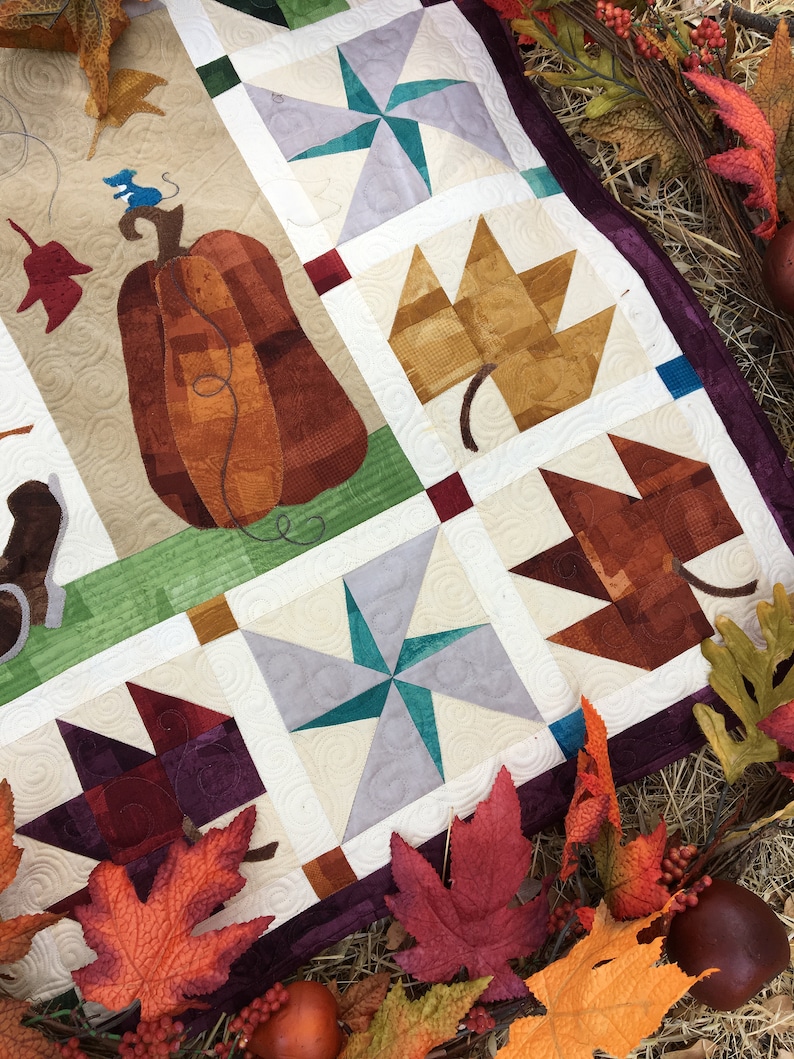 Digital Download Autumn Breeze Quilt Pattern, Appliqué and Pieced ...