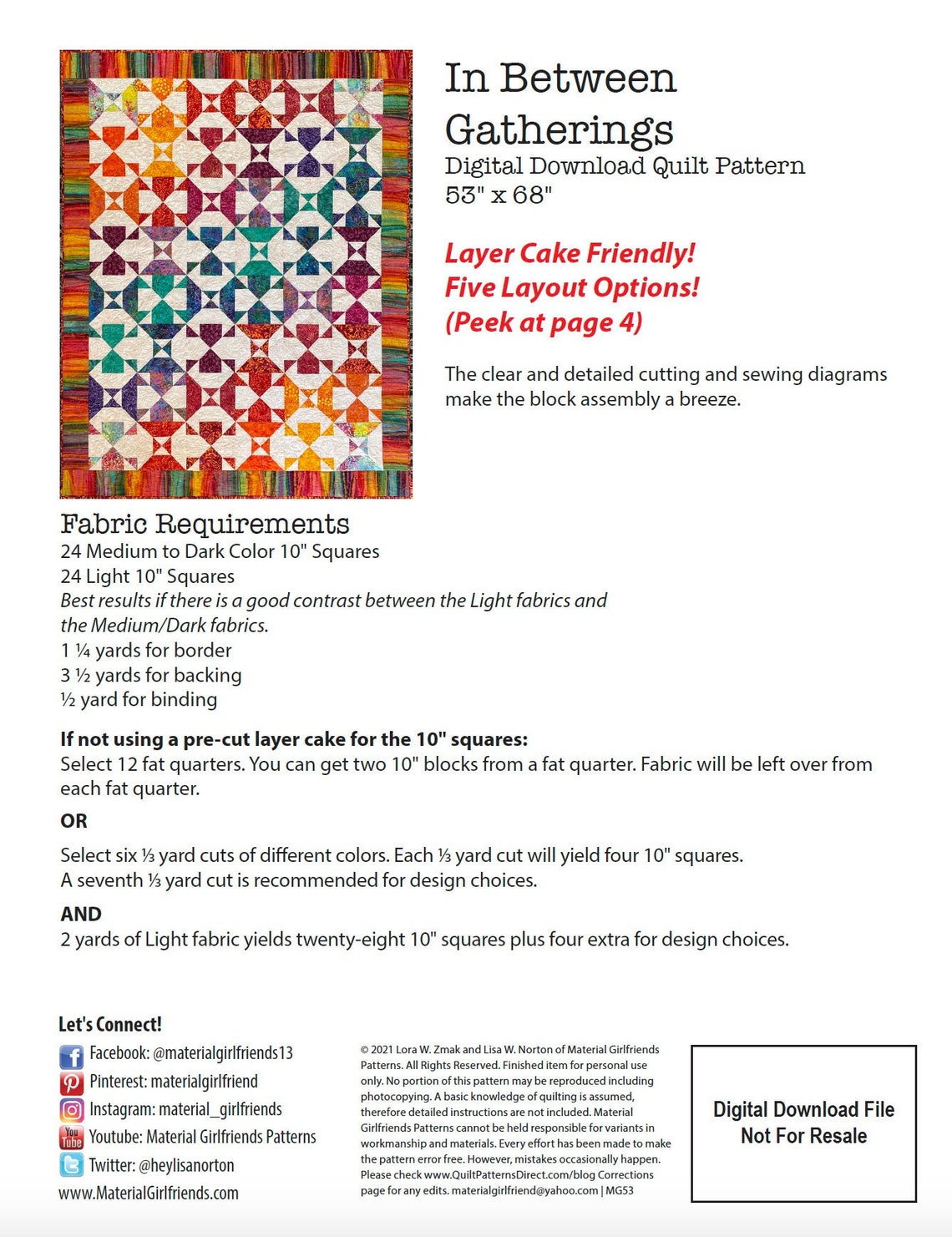 Digital Download in Between Gatherings Quilt Pattern by | Etsy