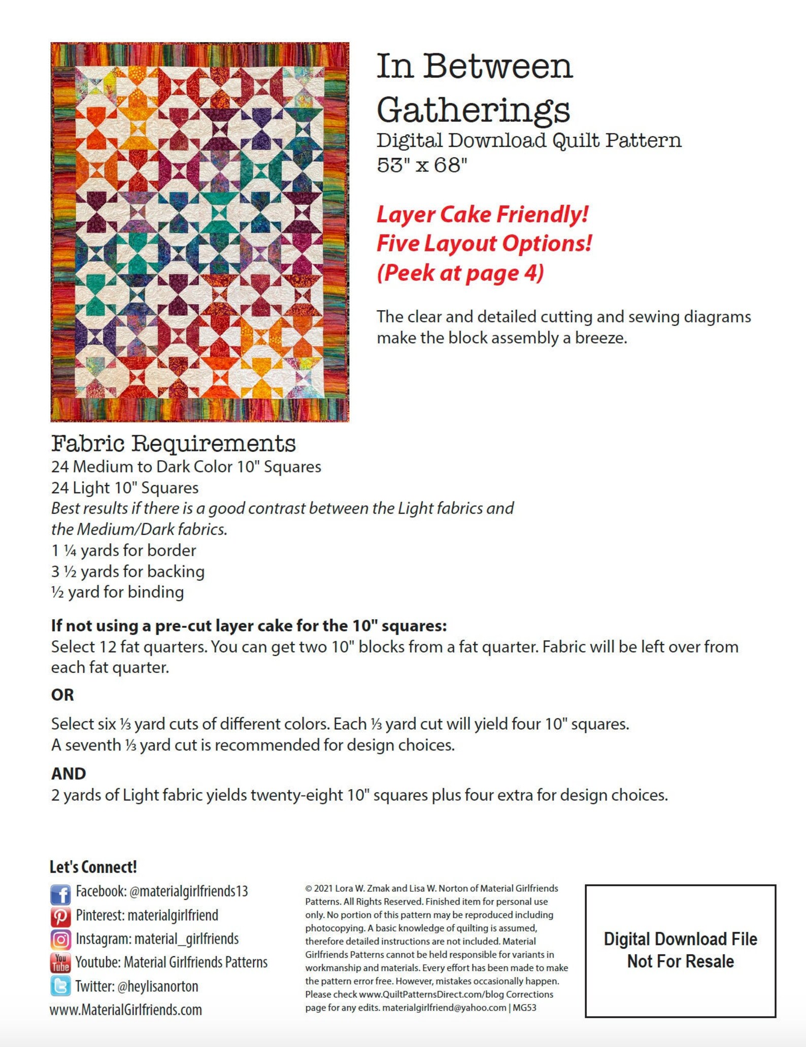 Digital Download in Between Gatherings Quilt Pattern by - Etsy