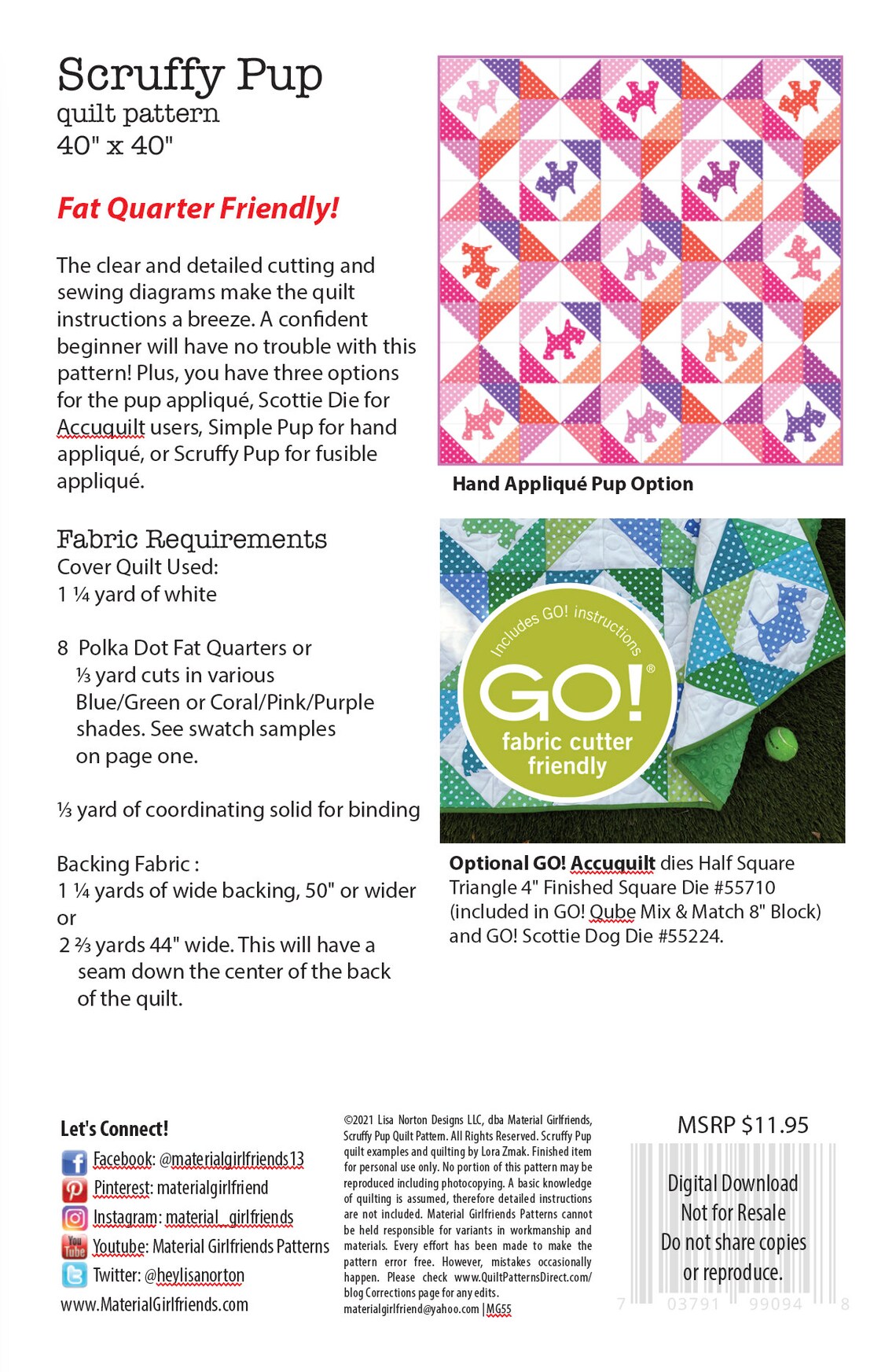 Digital Download Scruffy Pup Quilt Pattern Easy Baby Quilt | Etsy