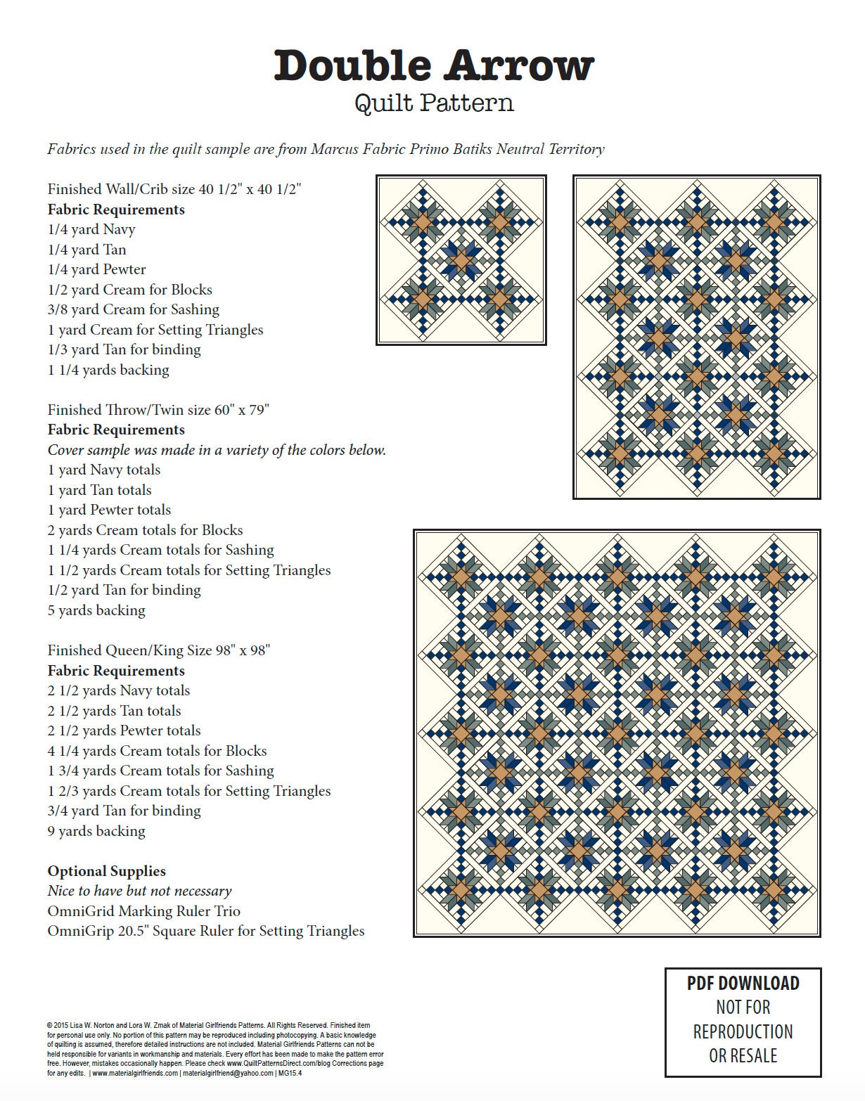 Digital Download Double Arrow Quilt Pattern by Material - Etsy Australia
