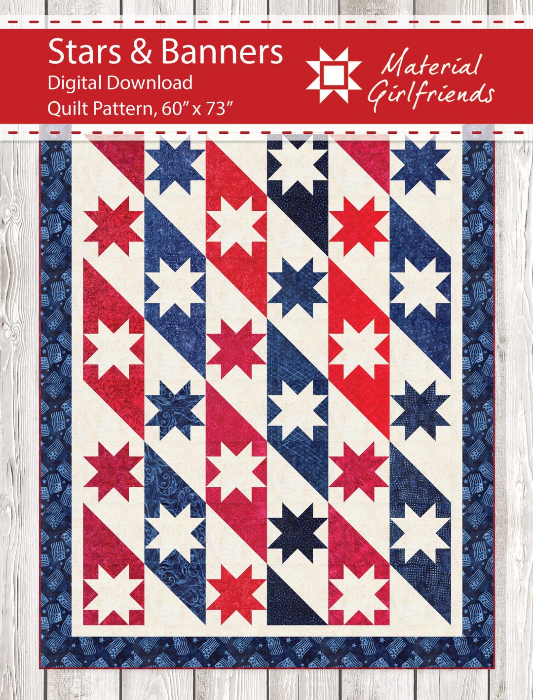 Digital Download Stars and Banners Quilt Pattern by Material ...