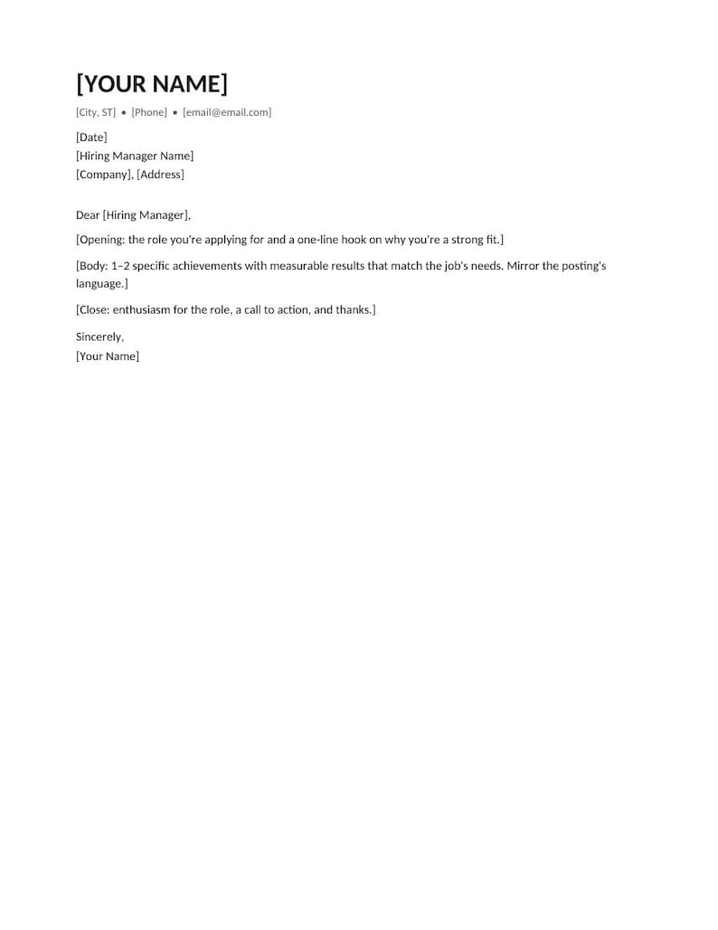 Minimalist Cover Letter Template | Editable Matching Cover Letter ...