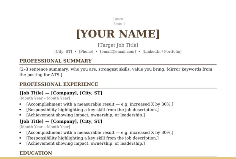 Executive With Photo Resume Template | Ats-friendly CV Template ...