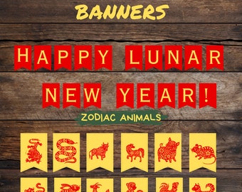 Chinese New Year Bulletin Board & Banner PRINTABLE Lunar New Year Door ...
