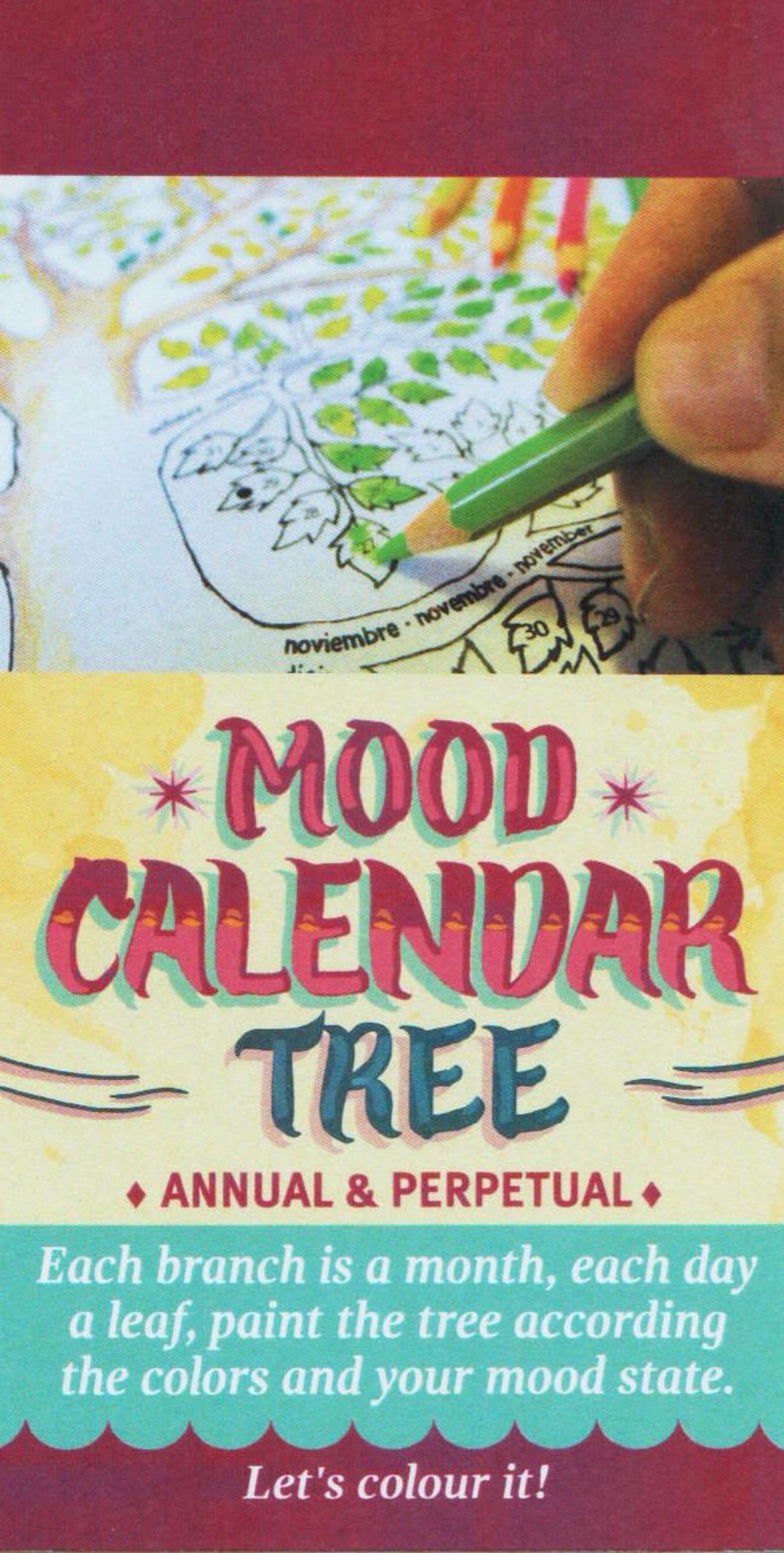 Mood Calendar, Coloring Calendar, Perpetual Wall Calendar Tree of Mood ...