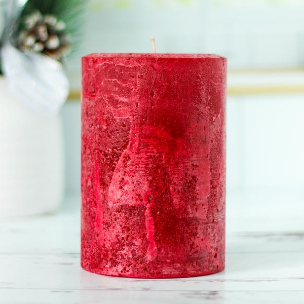 Red Pillar Candle 3 - Etsy
