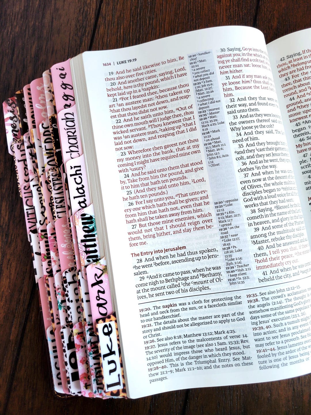 Laminated Pink Leopard Bible Tabs, Large Print, 66 Books Old & New ...