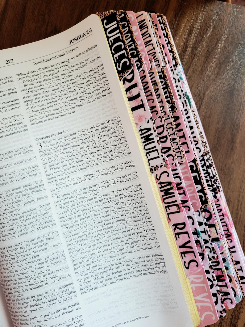 Laminated Pink Leopard Bible Tabs, Large Print, 66 Books Old & New ...