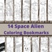 Set of 14+ Space Alien Coloring Bookmarks, Print at Home Bookmarks ...