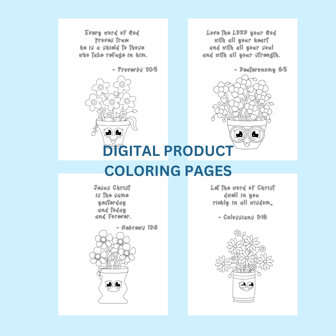 Bible Verse Coloring Pages, Print at Home, Scripture Verses With Floral ...