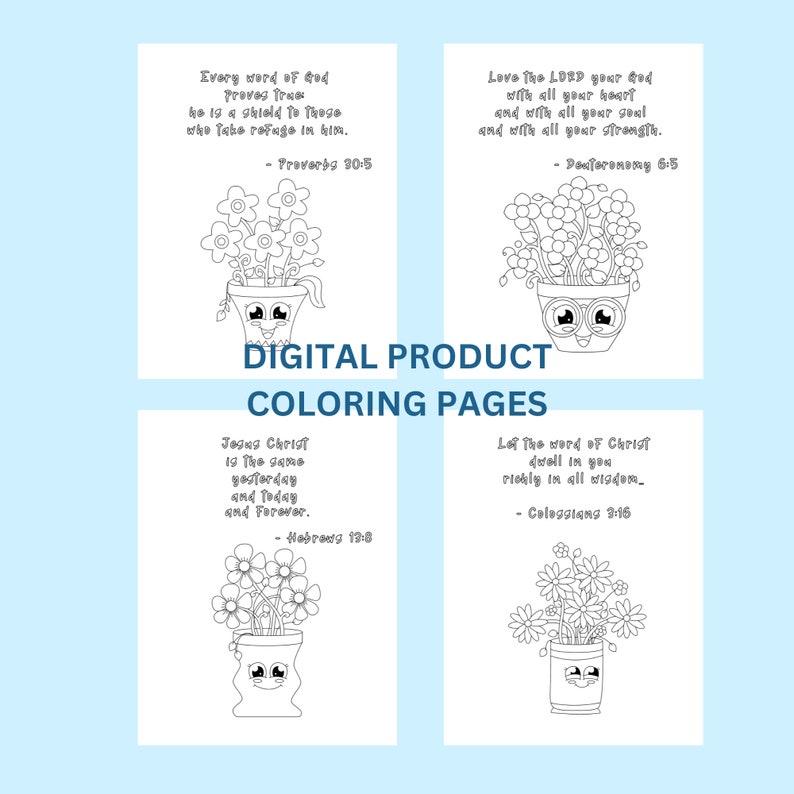 Bible Verse Coloring Pages, Print at Home, Scripture Verses With Floral ...