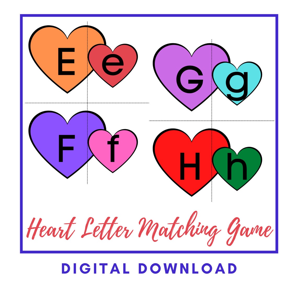 Heart Alphabet Matching Game Print at Home Digital Download | Etsy