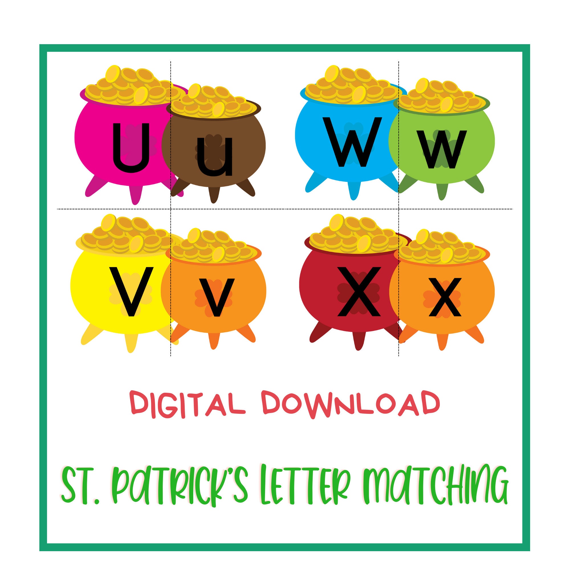 St Patrick's Alphabet Matching Game, Print at Home, Digital Download ...