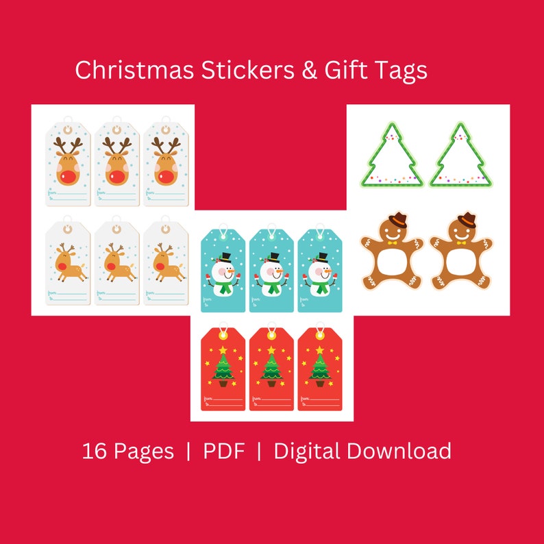 Christmas Gift Tags and Stickers, Print at Home Stickers & Gift Tags ...