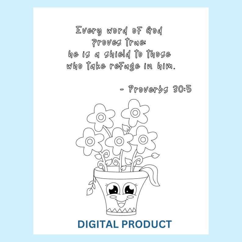 Bible Verse Coloring Pages, Print at Home, Scripture Verses With Floral ...