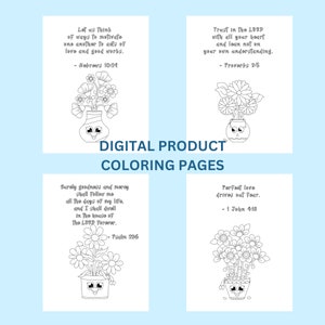Bible Verse Coloring Pages, Print at Home, Scripture Verses With Floral ...