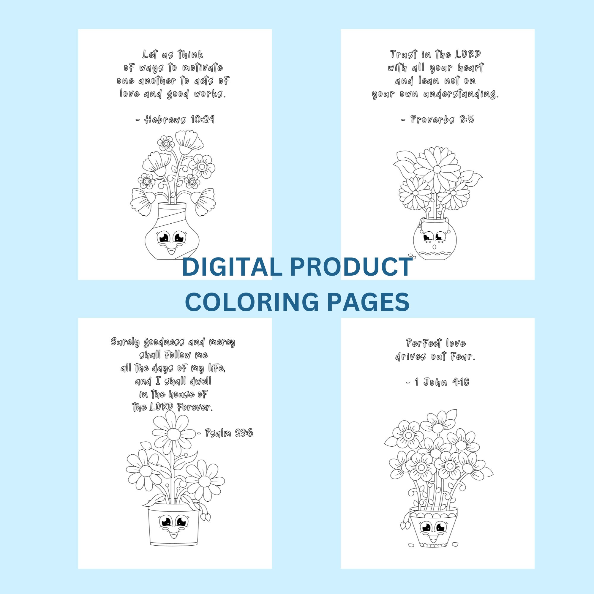 Bible Verse Coloring Pages, Print at Home, Scripture Verses With Floral ...