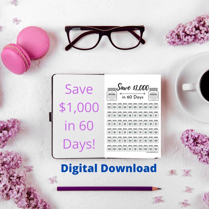 Save 1,000 Dollars in 60 Days Printable, Savings Printable, Savings ...