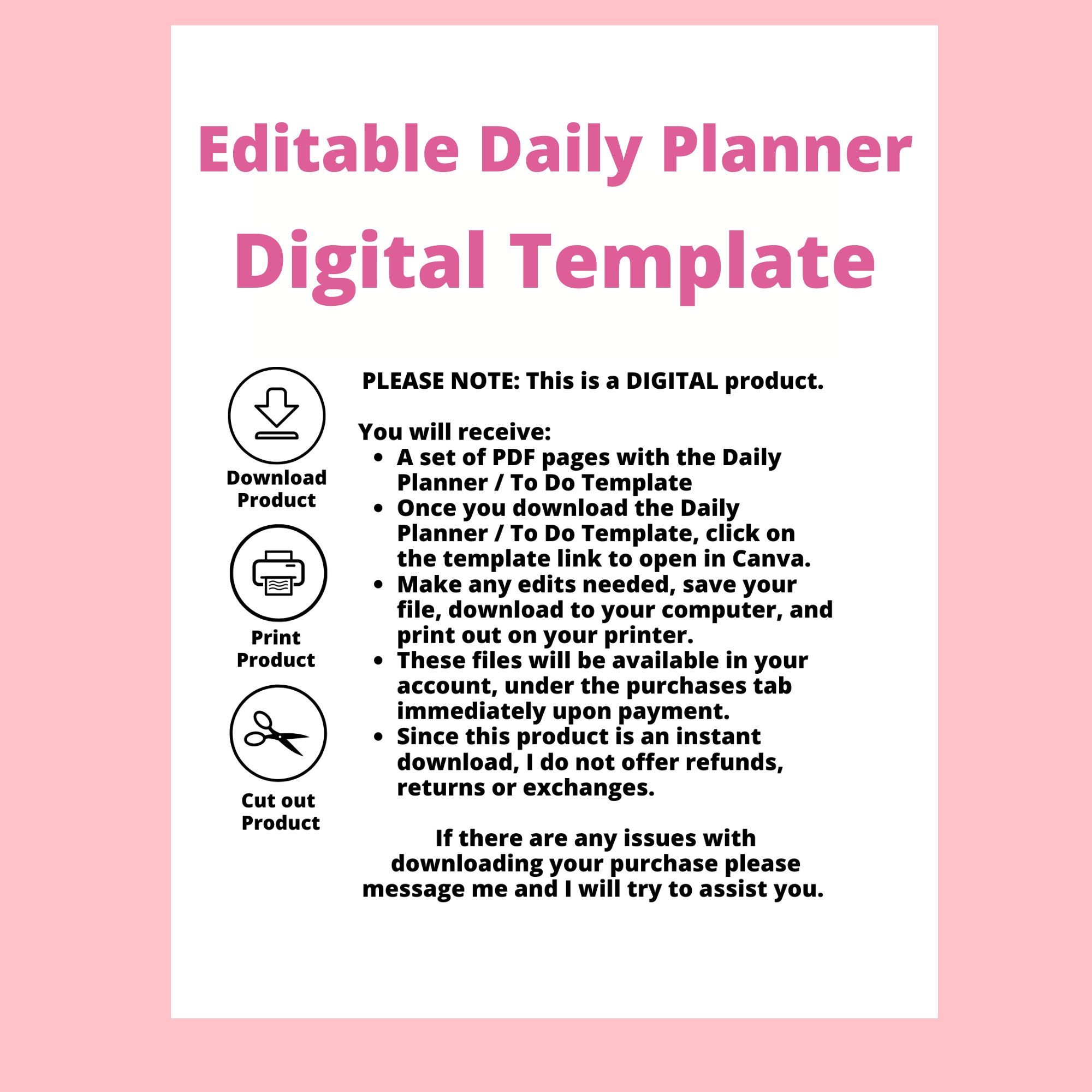Editable Daily Planner, to Do List Template, Daily Planner Printable ...