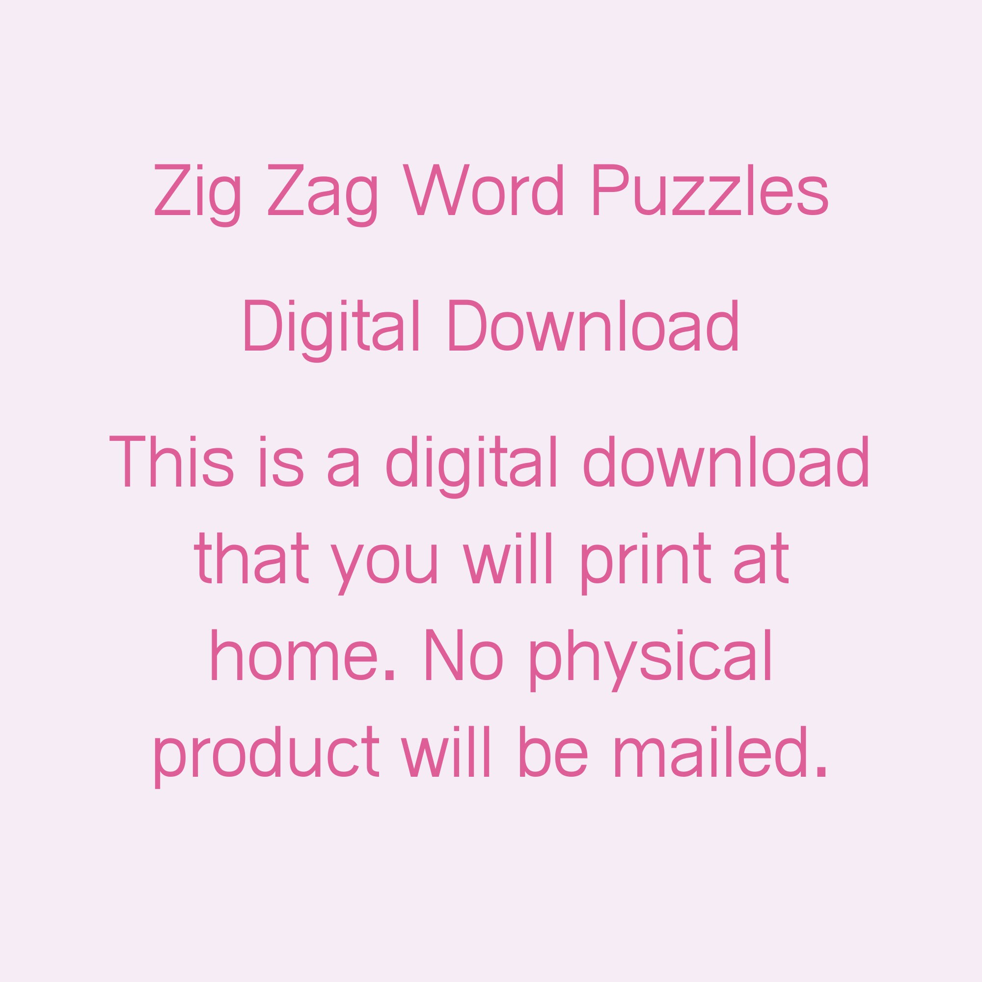 Set of 20 Zig Zag Word Search Puzzles, Printable Puzzles, Commercial Use, Print at Home Puzzles ...