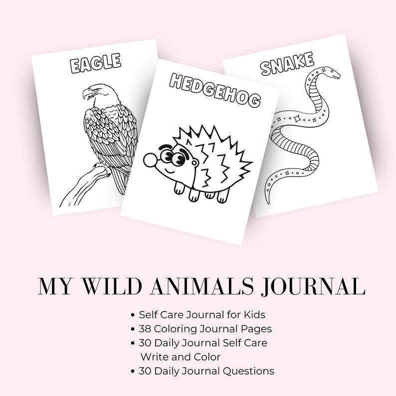 30 Day Guided Journal for Kids, My Wild Animals Journal, Coloring Self ...