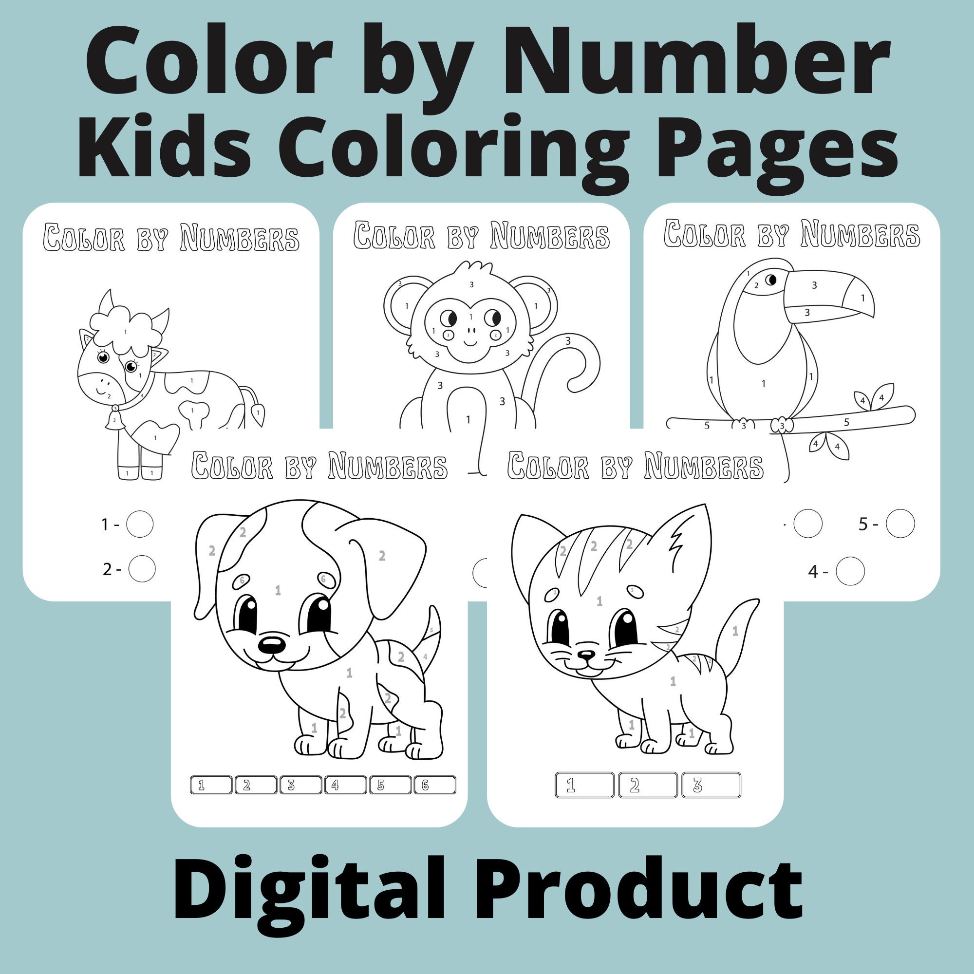 Animal Numbers Coloring Pages
