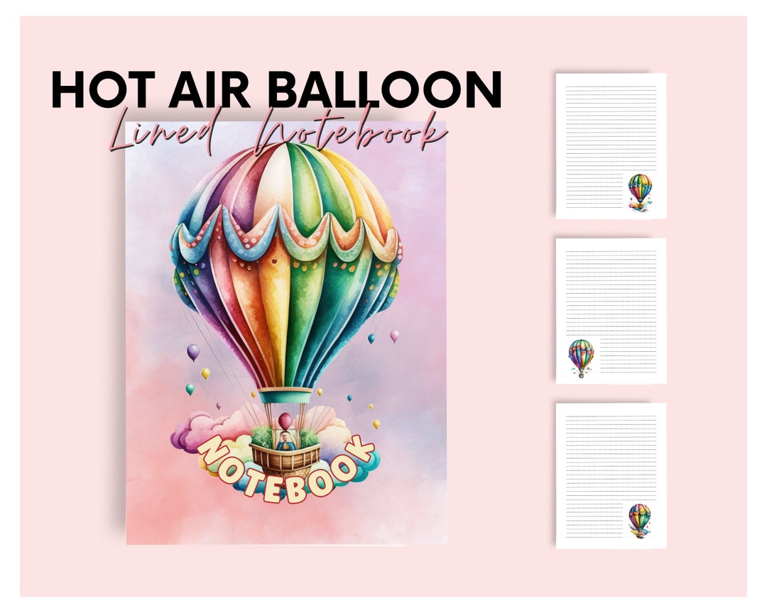 Hot Air Balloon Lined Journal, Hot Air Balloons, Notebook for Writing ...
