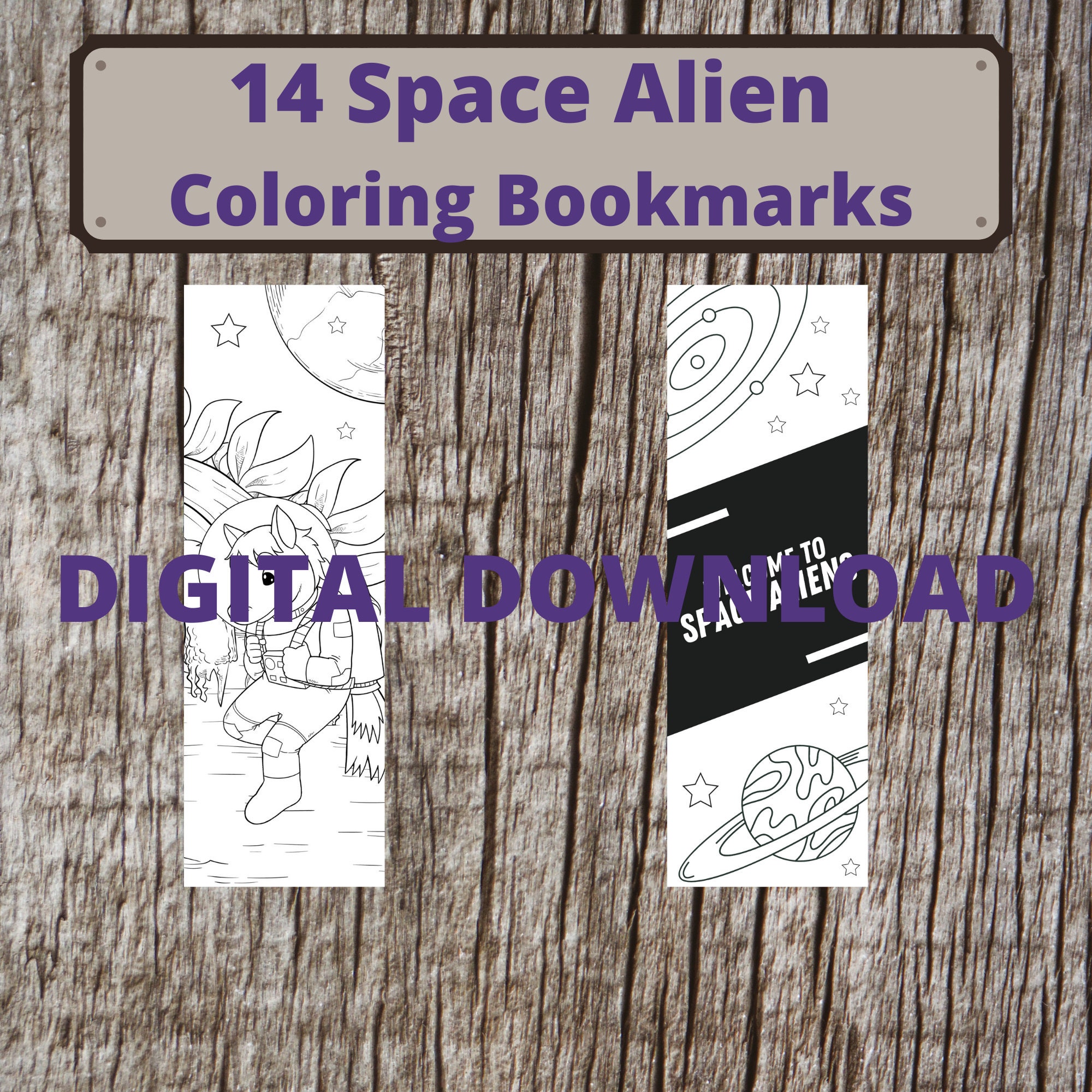Set of 14+ Space Alien Coloring Bookmarks, Print at Home Bookmarks ...