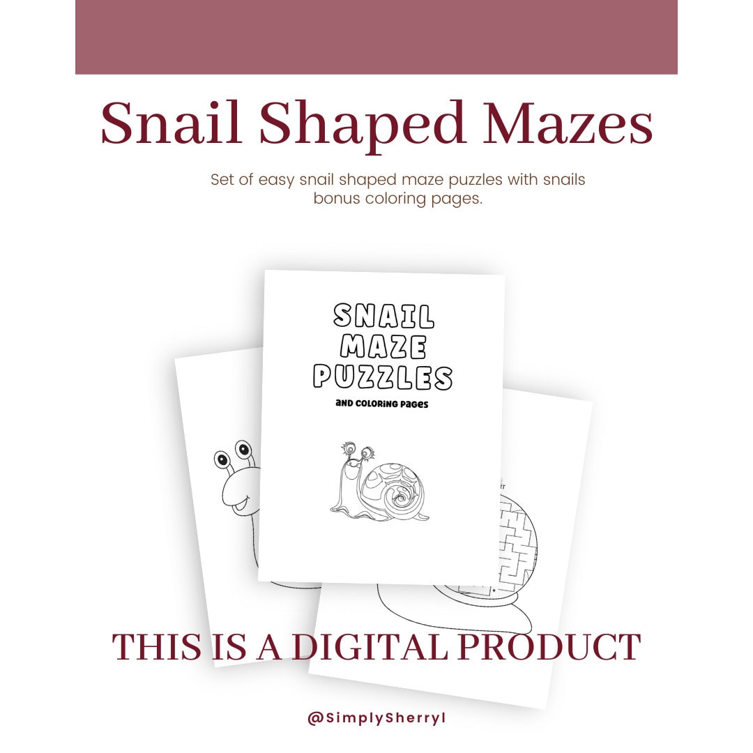 Maze Puzzles, Snail Mazes for Kids, Bonus Pages, Games and Coloring ...