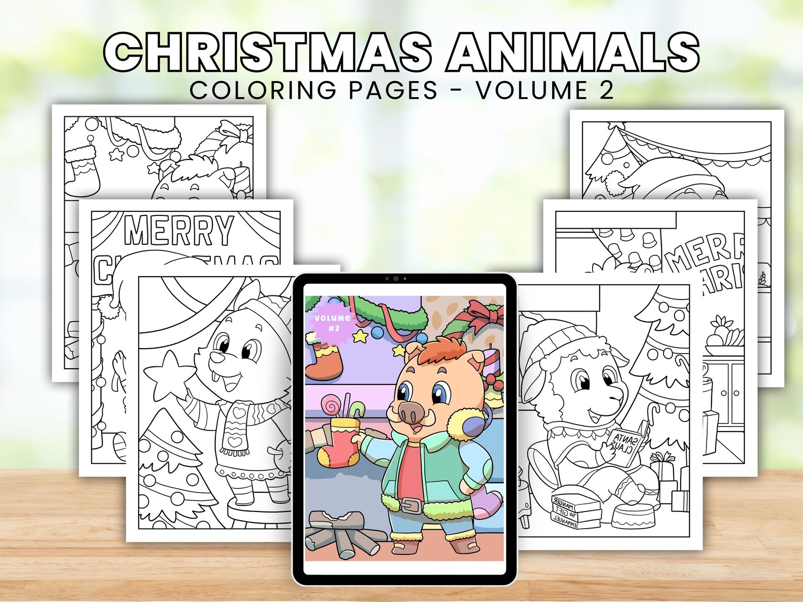 Christmas Animal Coloring Pages Volume 2, Digital Download, Coloring ...