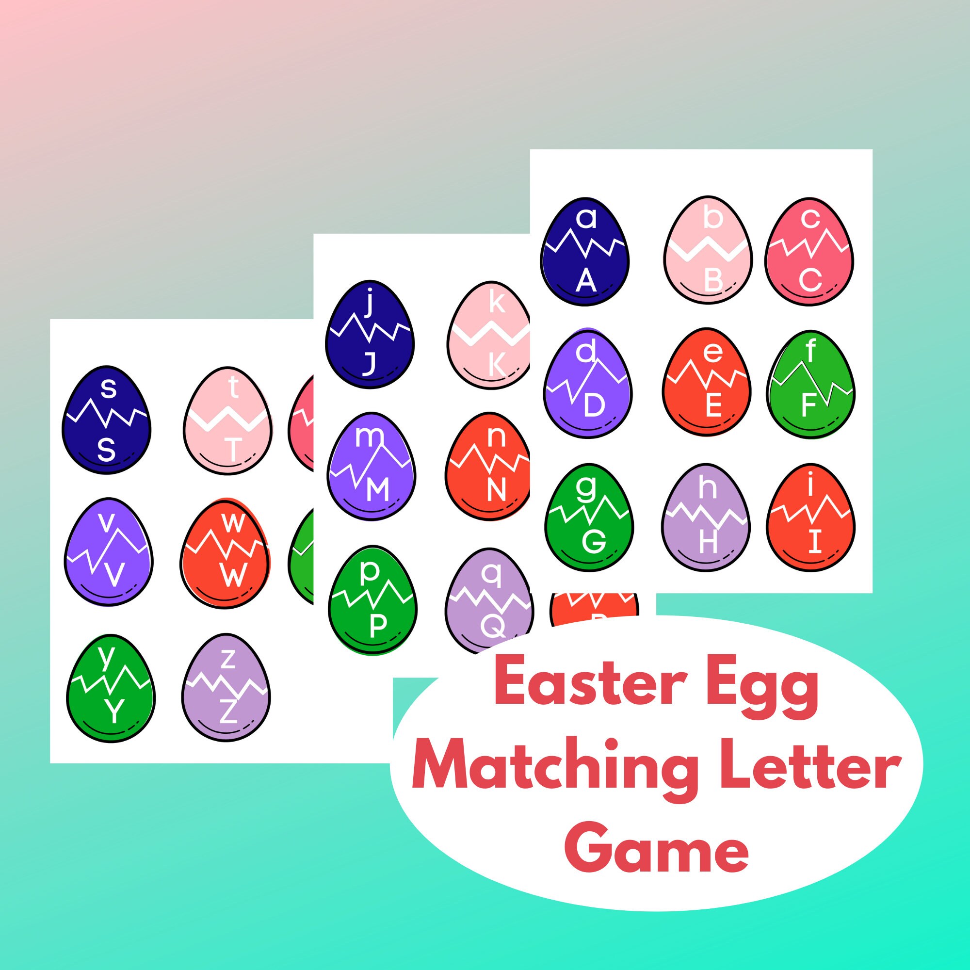 Easter Egg Letter Matching Game, Print at Home, Digital Download ...