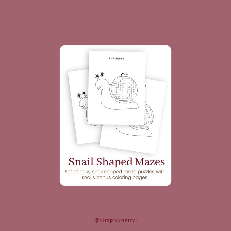 Maze Puzzles, Snail Mazes for Kids, Bonus Pages, Games and Coloring ...