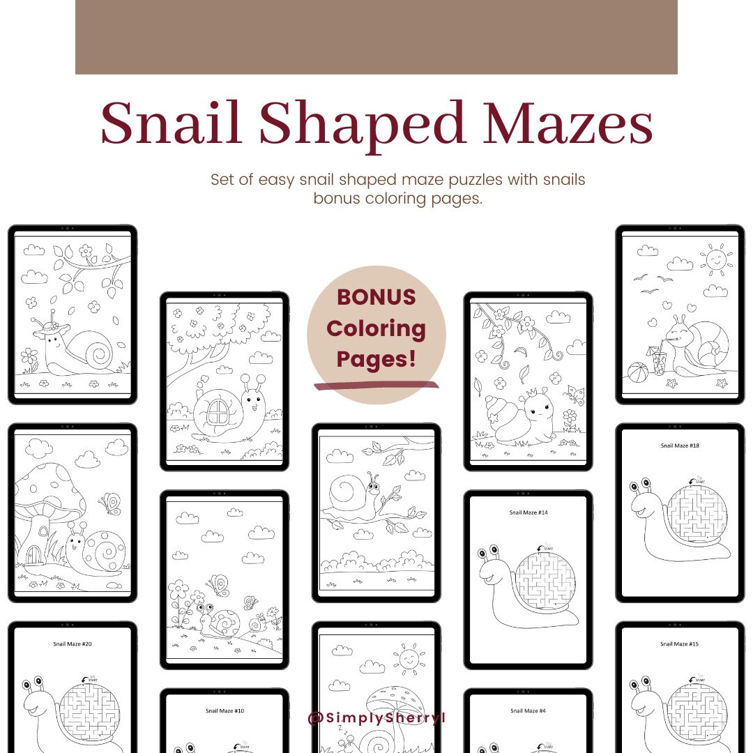 Maze Puzzles, Snail Mazes for Kids, Bonus Pages, Games and Coloring ...