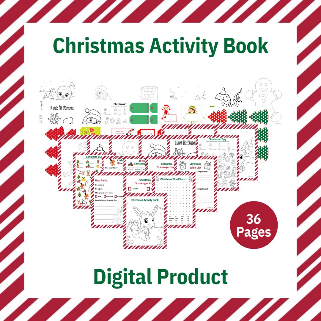 Christmas Printable Pack, Activity and Coloring Pages, Print at Home ...