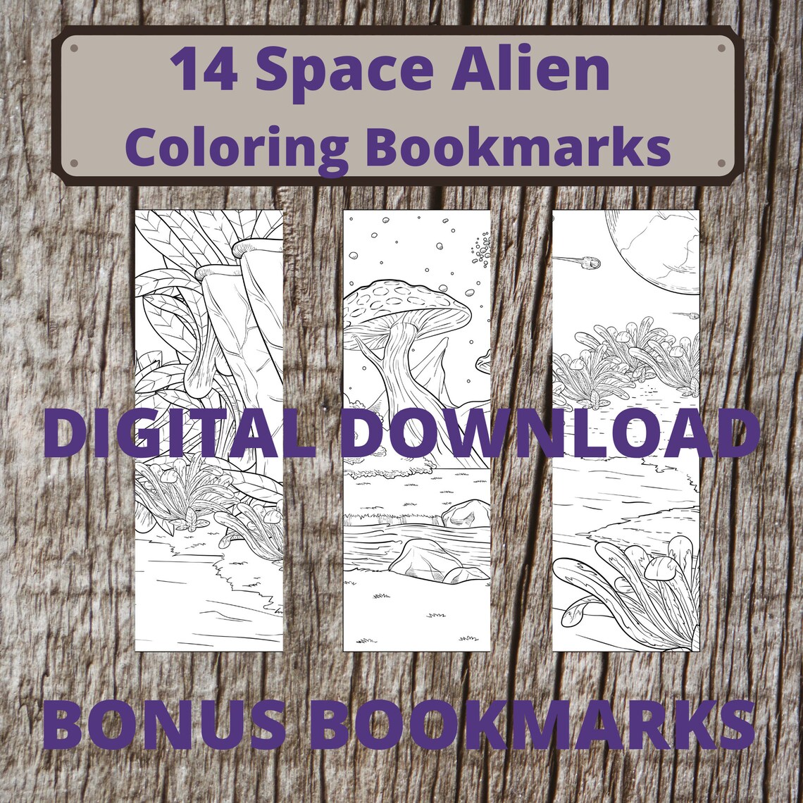 Set of 14 Space Alien Coloring Bookmarks Print at Home - Etsy