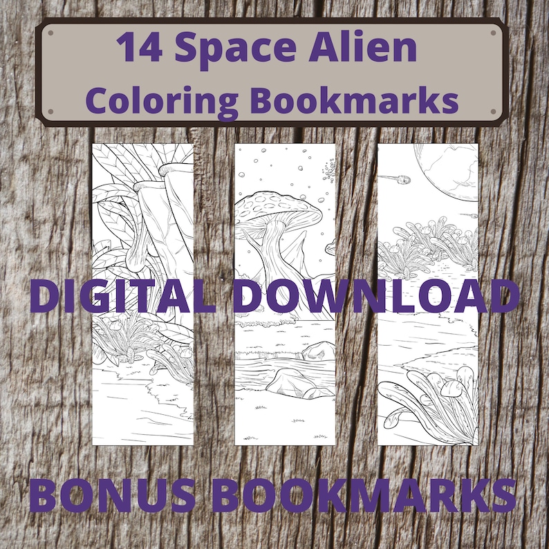 Set of 14+ Space Alien Coloring Bookmarks, Print at Home Bookmarks ...