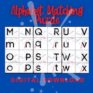 4th of July Alphabet Matching Puzzle Game, Print at Home, Digital ...