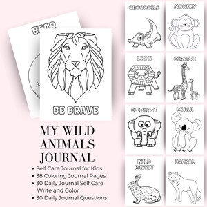 30 Day Guided Journal for Kids, My Wild Animals Journal, Coloring Self ...