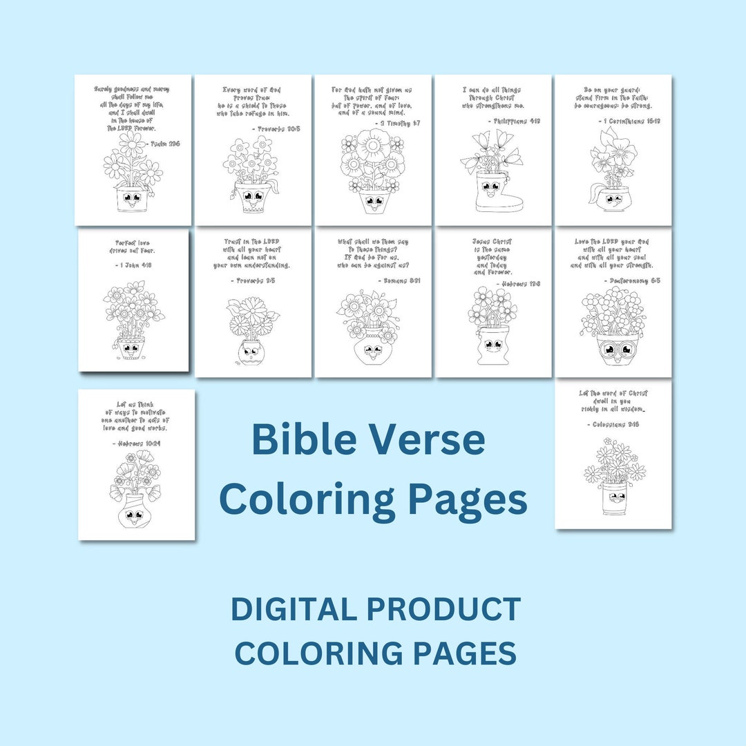 Bible Verse Coloring Pages, Print at Home, Scripture Verses With Floral ...