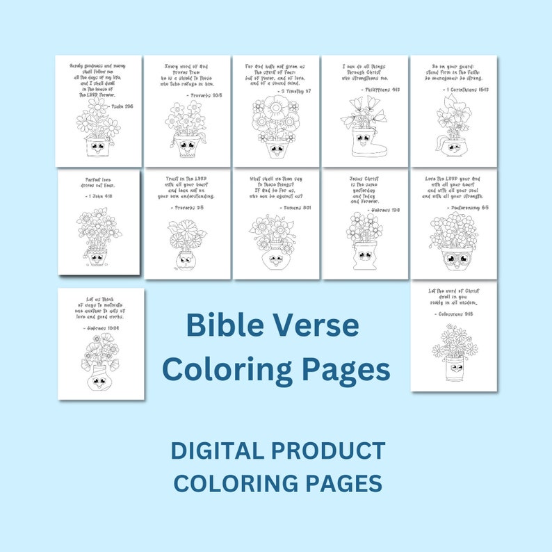 Bible Verse Coloring Pages, Print at Home, Scripture Verses With Floral ...