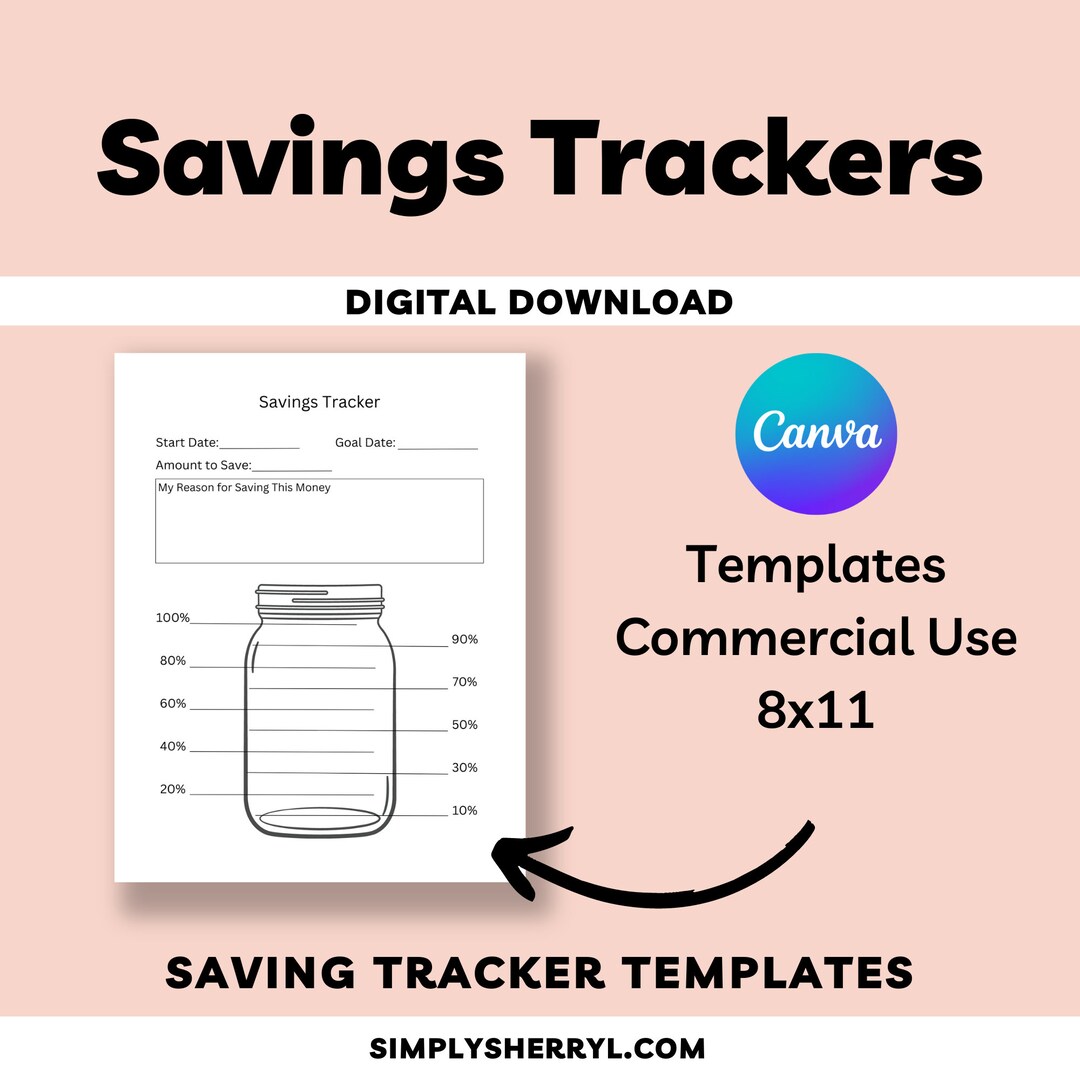 Saving Trackers With Commercial Use, Saving Tracker Template, Canva ...