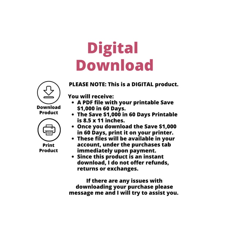 Save 1,000 Dollars in 60 Days Printable, Savings Printable, Savings ...