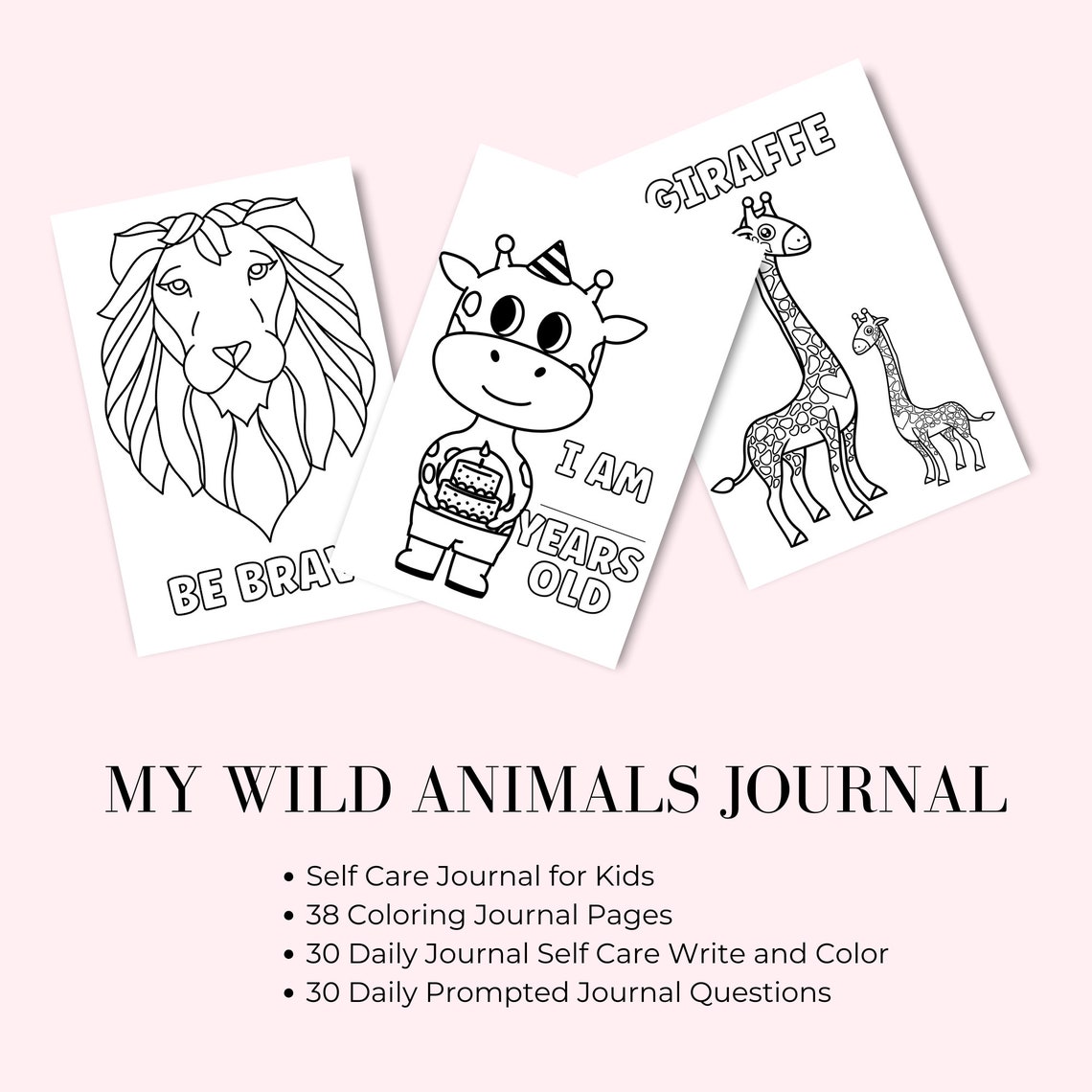 30 Day Guided Journal for Kids, My Wild Animals Journal, Coloring Self ...