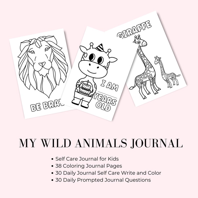 30 Day Guided Journal for Kids, My Wild Animals Journal, Coloring Self ...