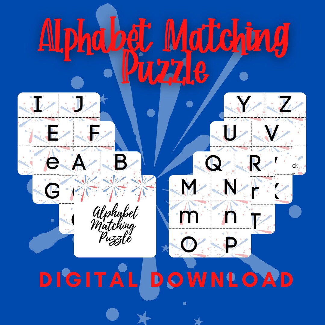 4th of July Alphabet Matching Puzzle Game, Print at Home, Digital ...